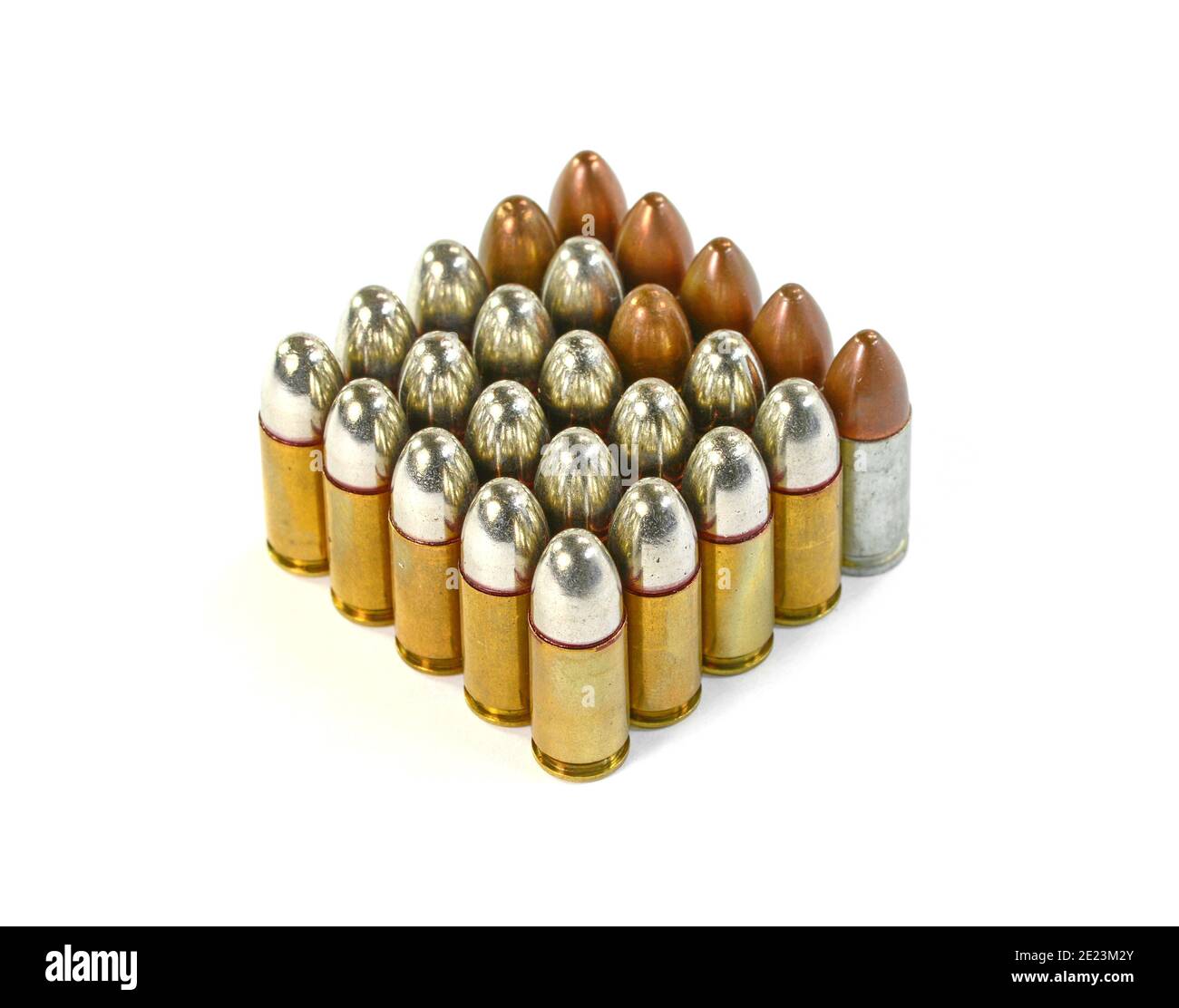 bullet for a gun isolated on white background. Caliber 9 mm Stock Photo ...