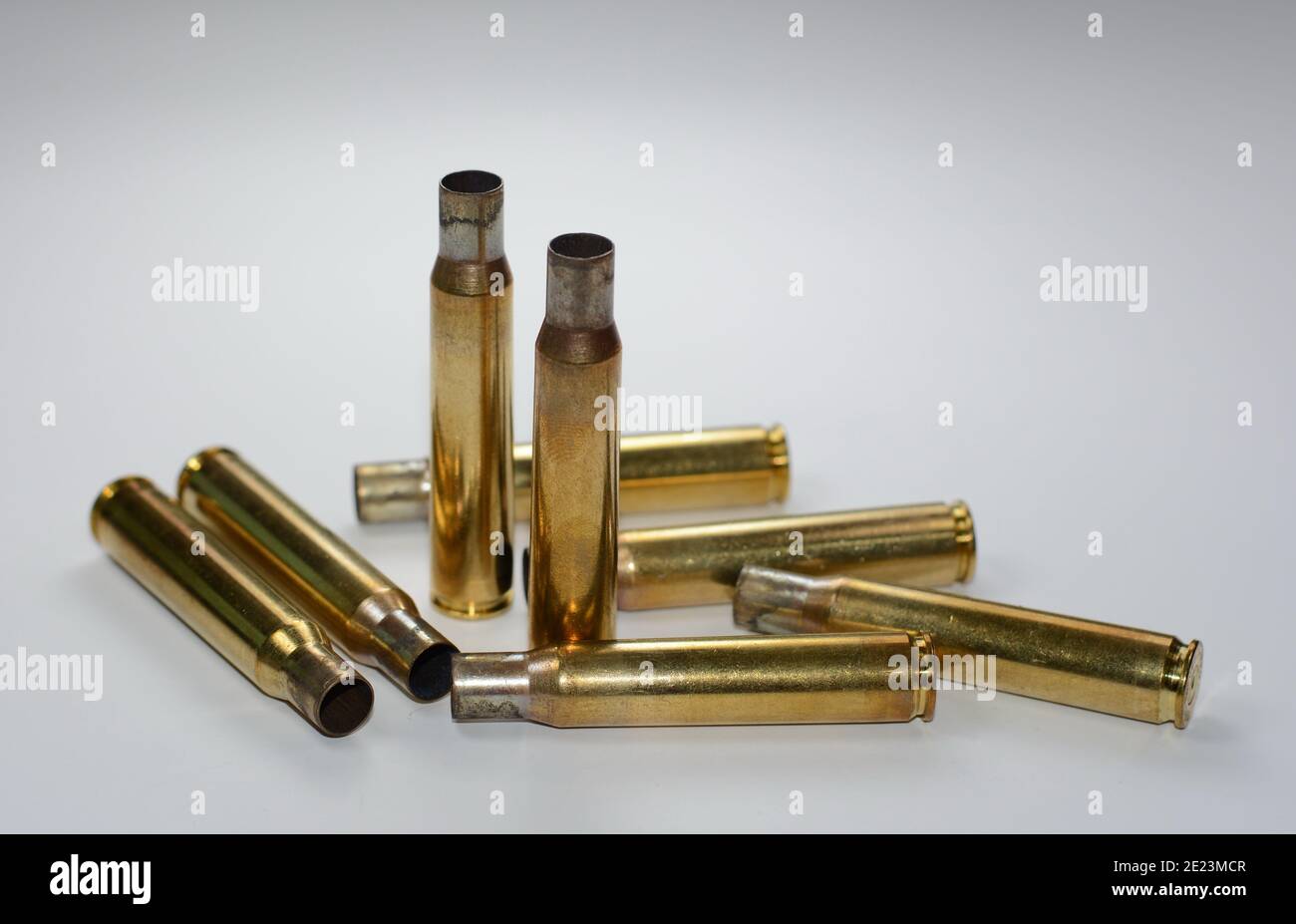 Hunting ammunition and empty rifle bullet cartridges Stock Photo - Alamy