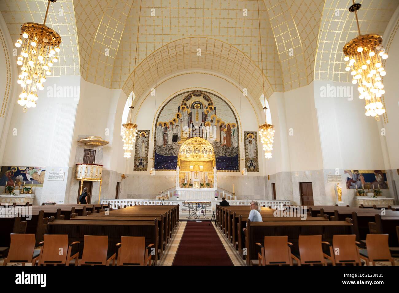The interior of the Church of St Leopold, designed by Otto Wagner, on ...