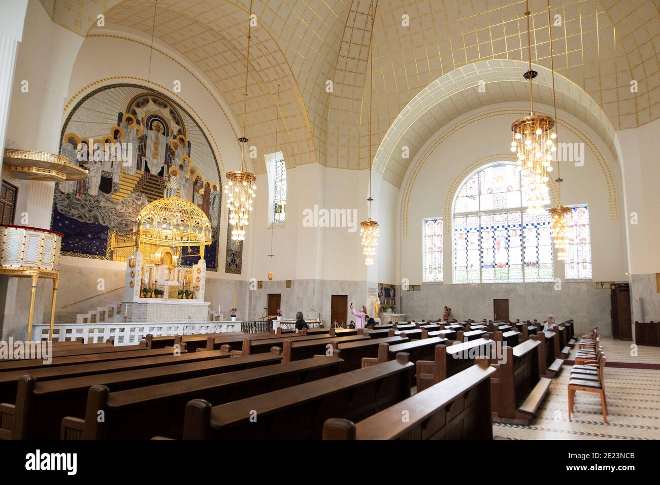 The interior of the Church of St Leopold, designed by Otto Wagner, on ...