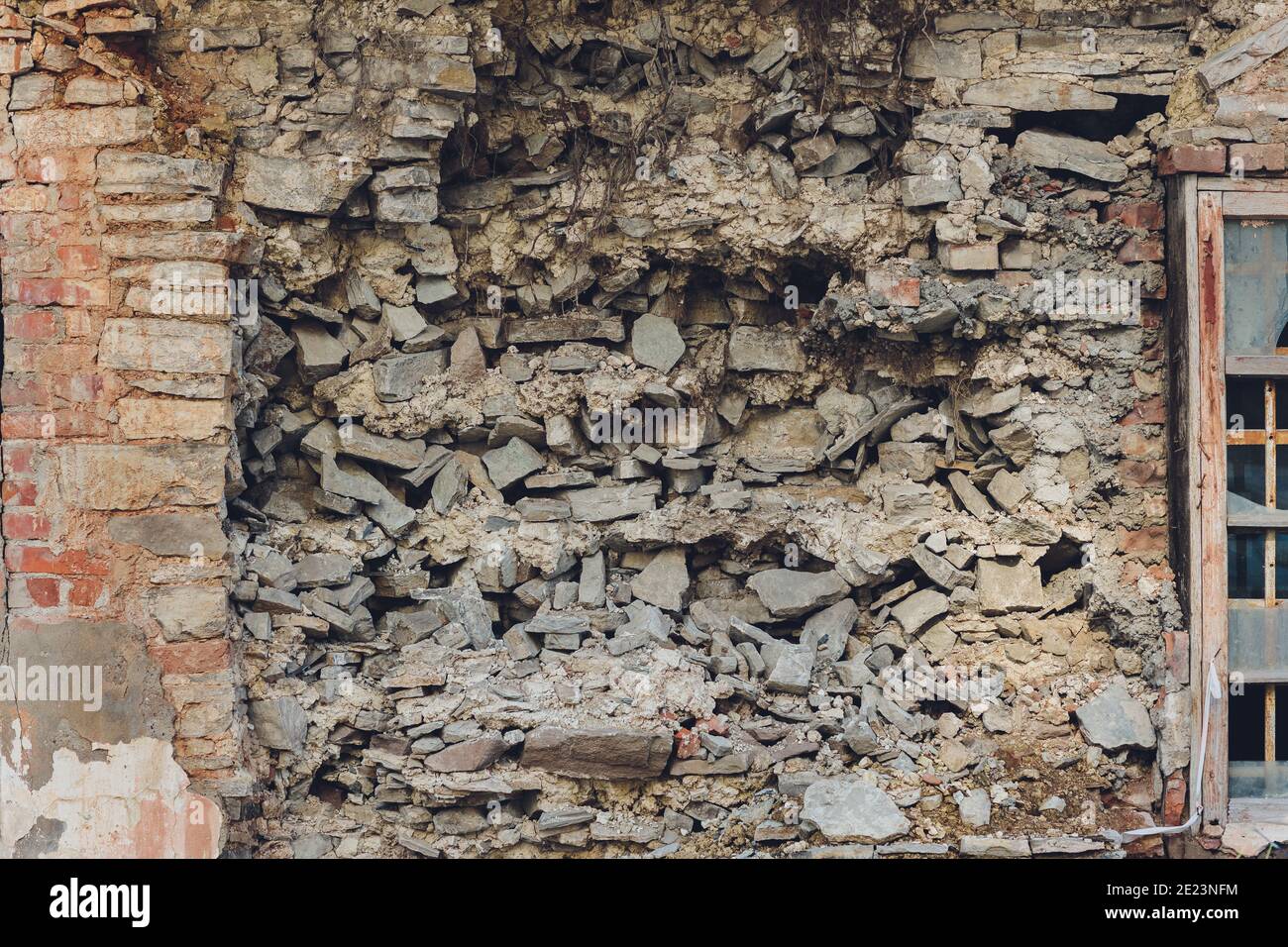 War Damaged Brick Wall as a Memorial Stock Photo - Alamy