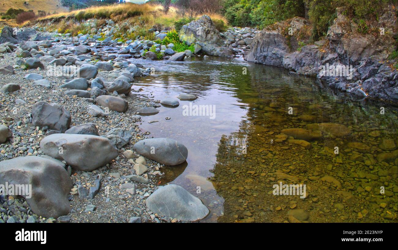 The clear water of the Orari River at Waihi Gorge NZ Stock Photo - Alamy