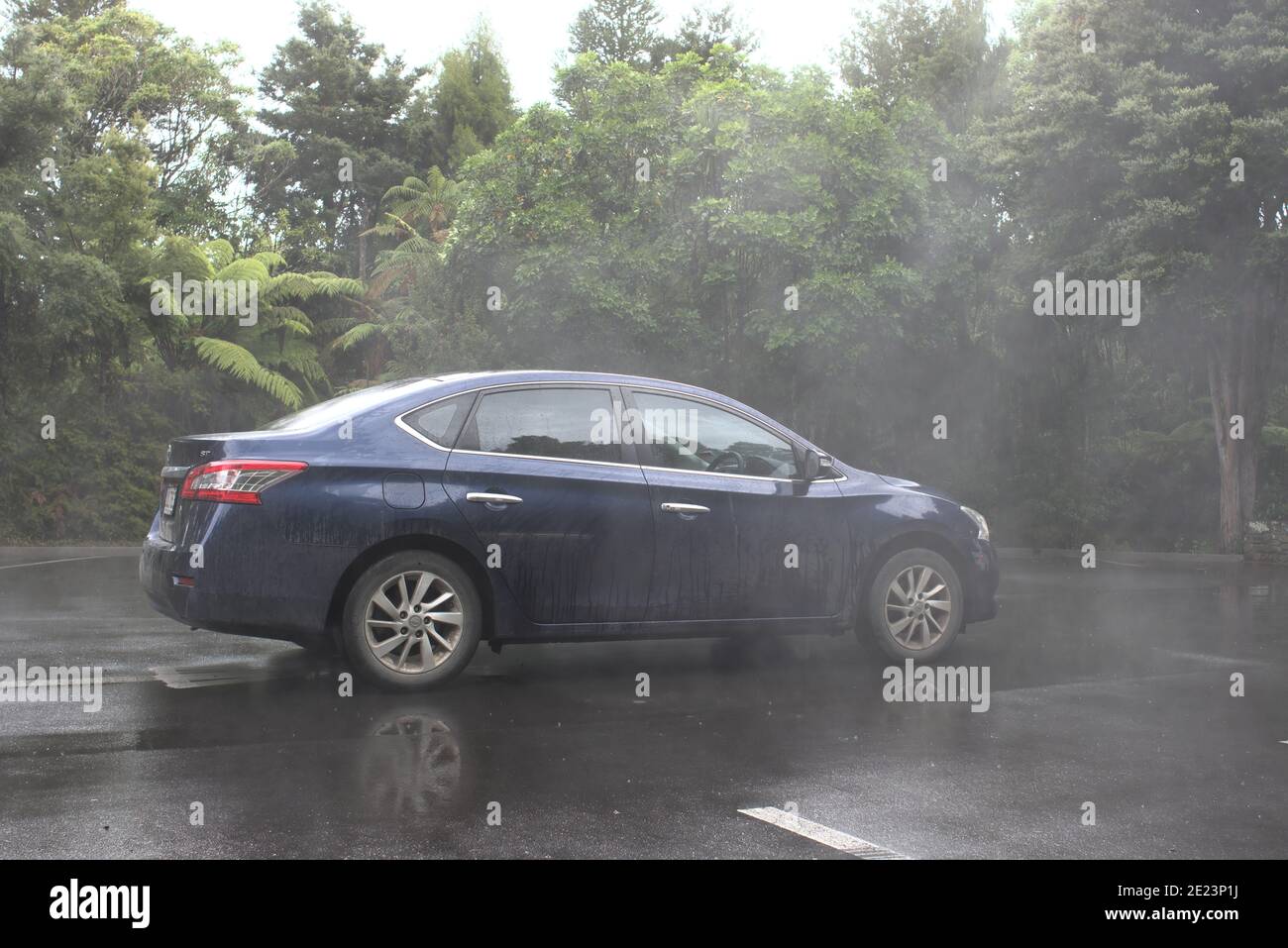 blue Nissan Pulsar at Kauaeranga Valley Road Stock Photo - Alamy