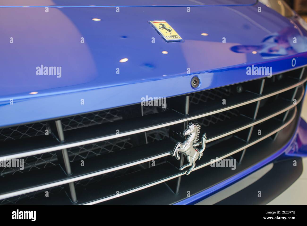 Dubai, United Arab Emirates - 06 14 2020: Front view of Ferrari 488 ...
