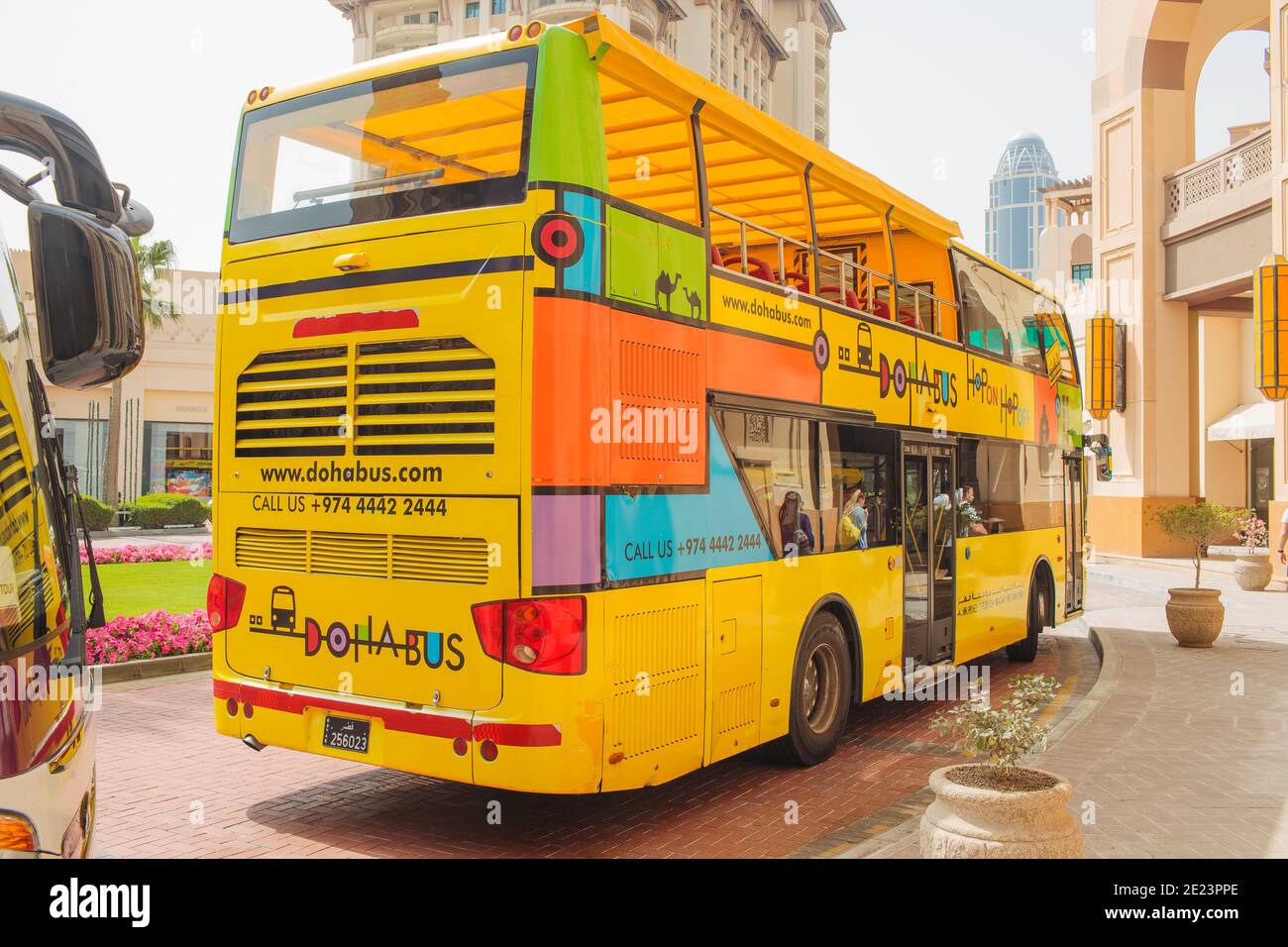 Dubai, UAE - 17 April 2020: famous Big Bus hop on hop off double decker ...