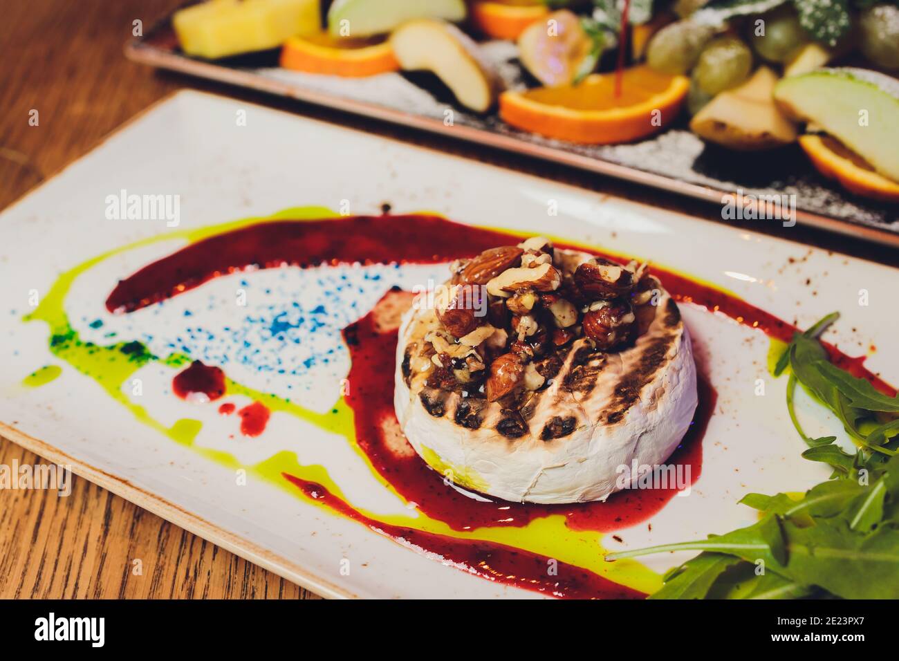 Spaghetti ice cream dessert with sweet caramel topping Stock Photo - Alamy