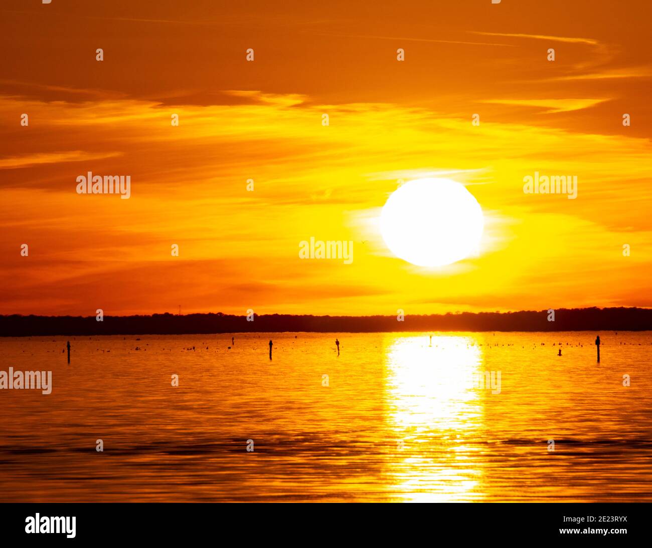 Lake Sunset Scene for use on art and background space Stock Photo - Alamy