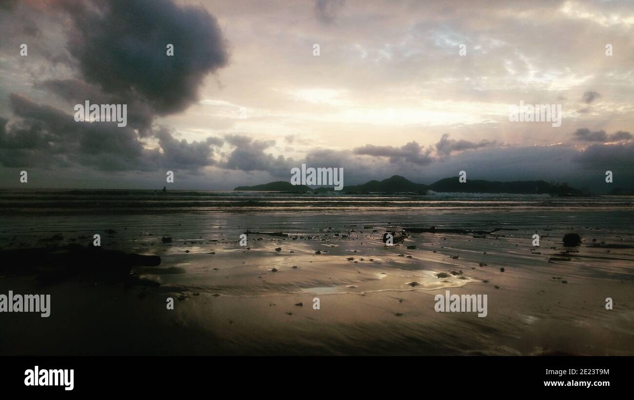 Sunset in the golden hour at a brazilian's beach Stock Photo - Alamy