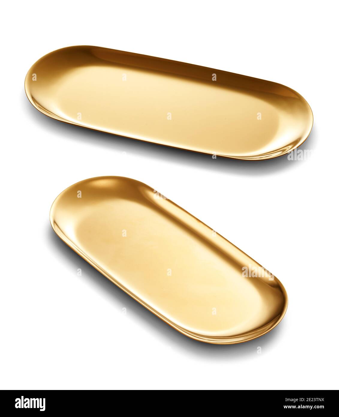 Golden tray isolated on white with clipping path Stock Photo - Alamy