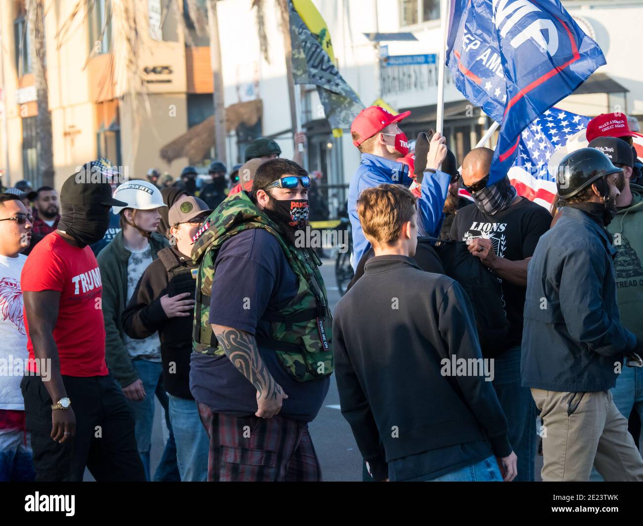 January 9, 2021 pro Trump rally riot Patriot March in Pacific Beach ...