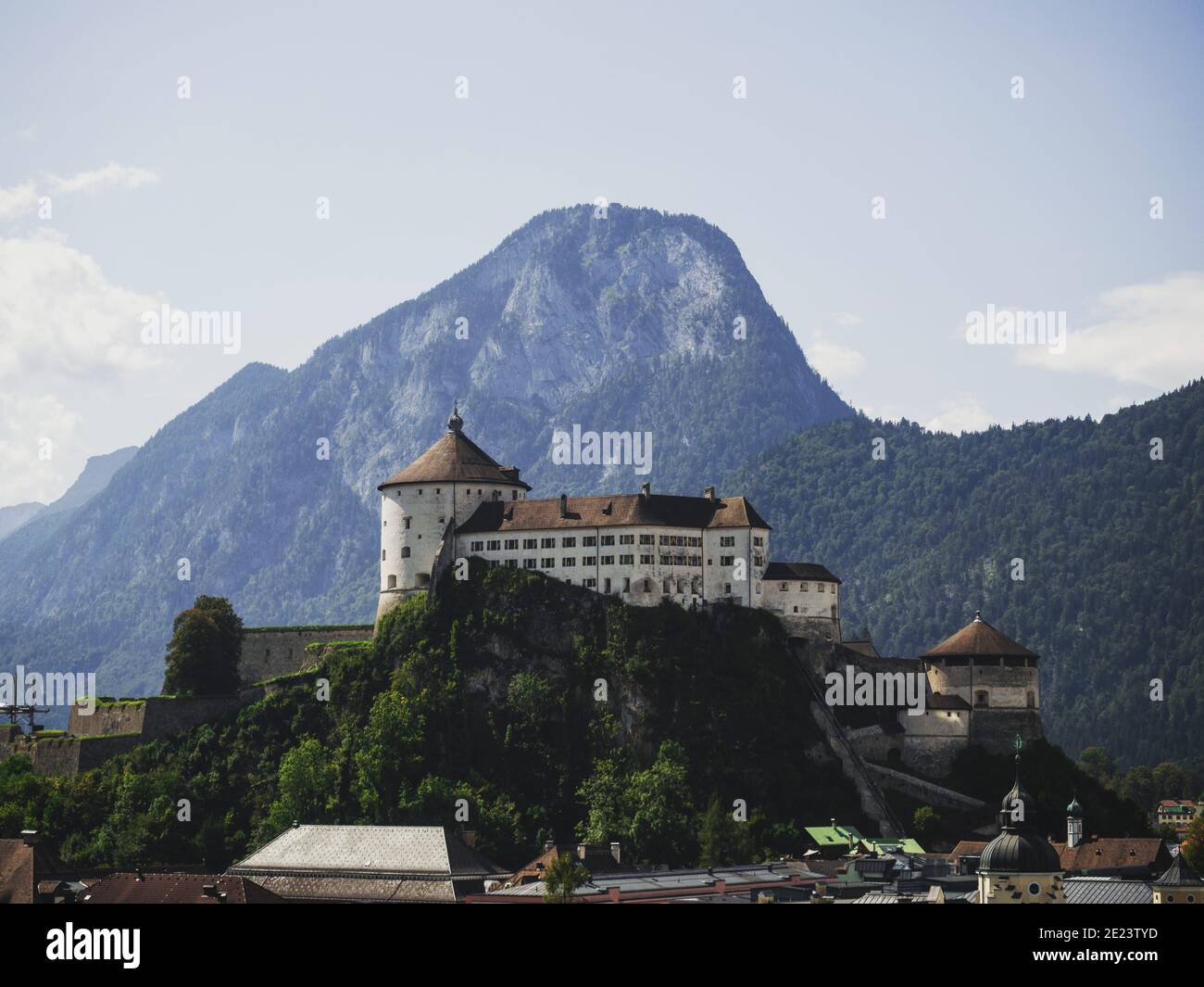 Aerial panorama of medieval Castle Fortification Festung Kufstein ...