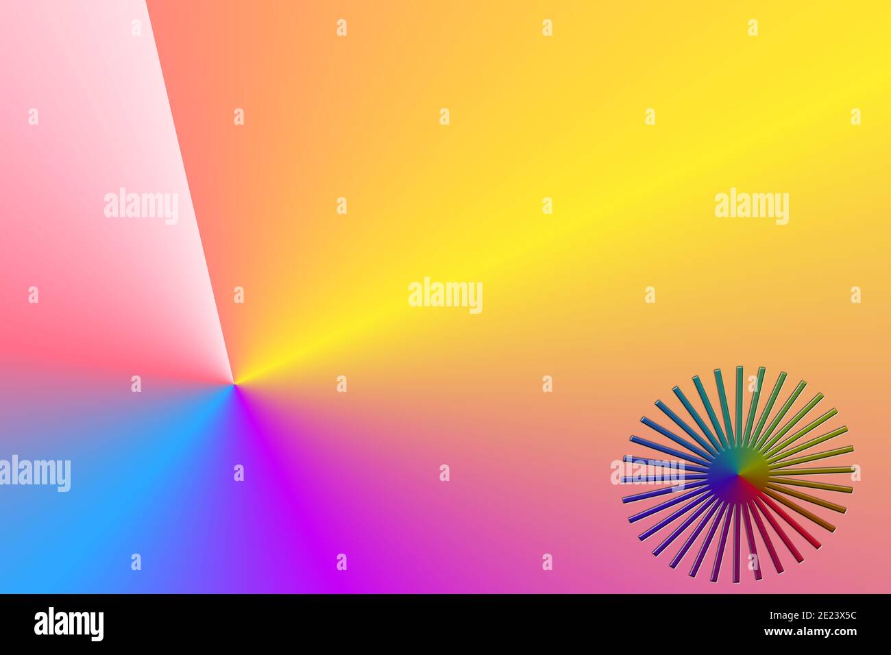Colorful 3d wheel in a conical colorful lighting Stock Photo - Alamy