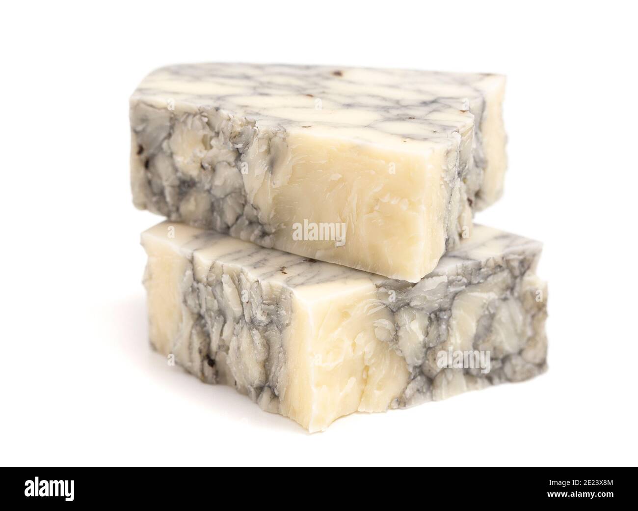 A Piece of Marble Blue Cheese Isolated on a White Background Stock ...