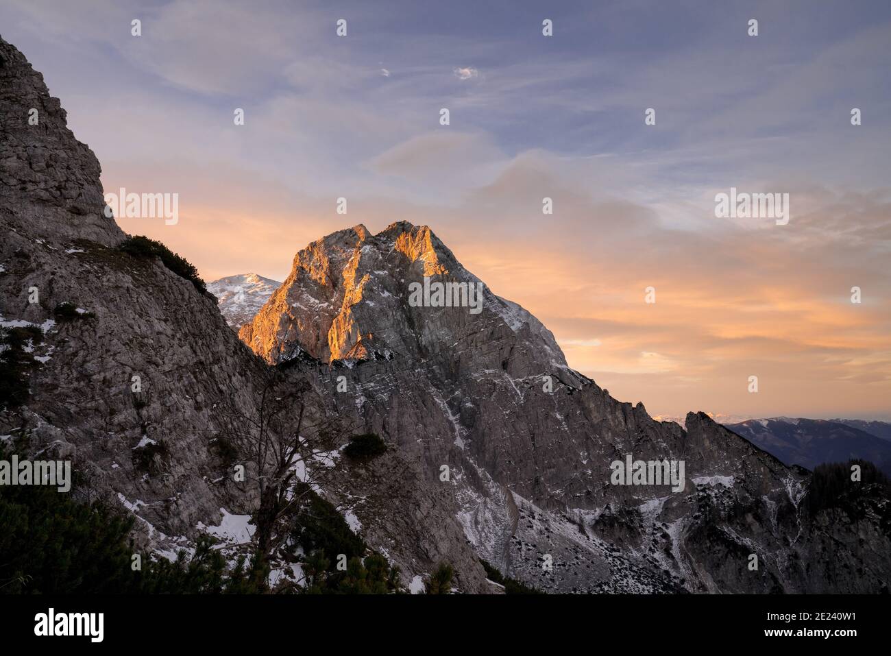 Landscape of rocky mountains under the sunlight during the sunset ...