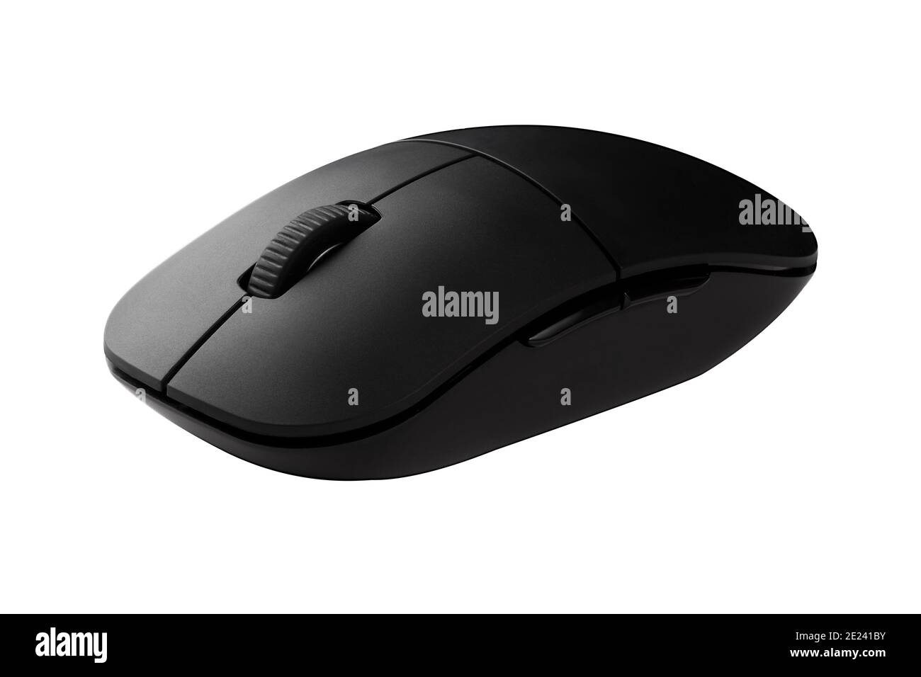 Wireless black computer mouse isolated on white background. Office ...