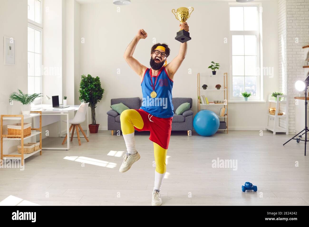 Man celebrating olympic trophy hi-res stock photography and images - Alamy