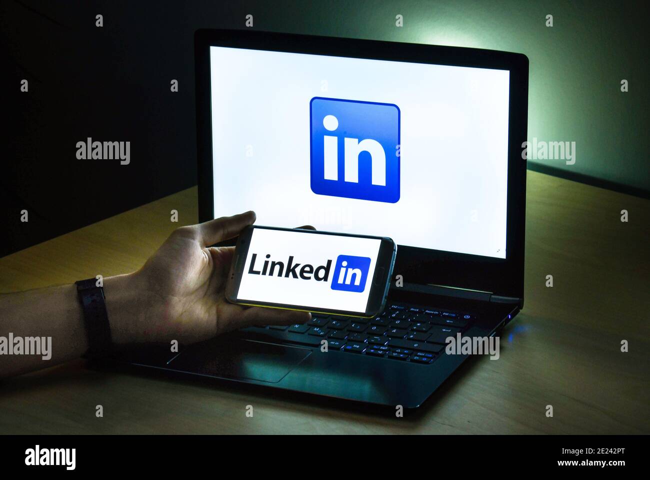 Linkedin laptop hi-res stock photography and images - Alamy