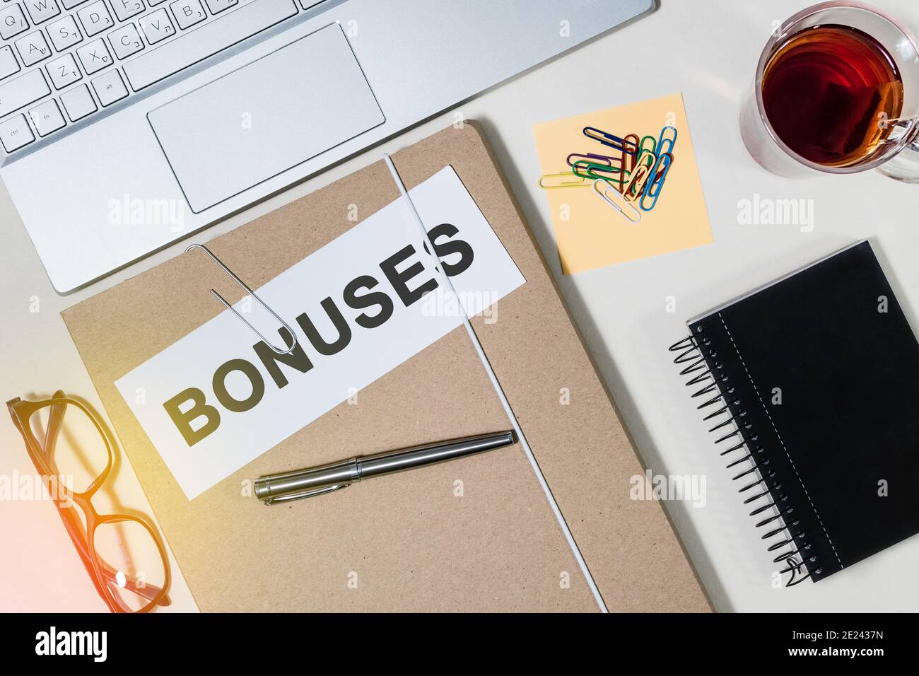 Office file folder clipboard with white paper with inscription and ...