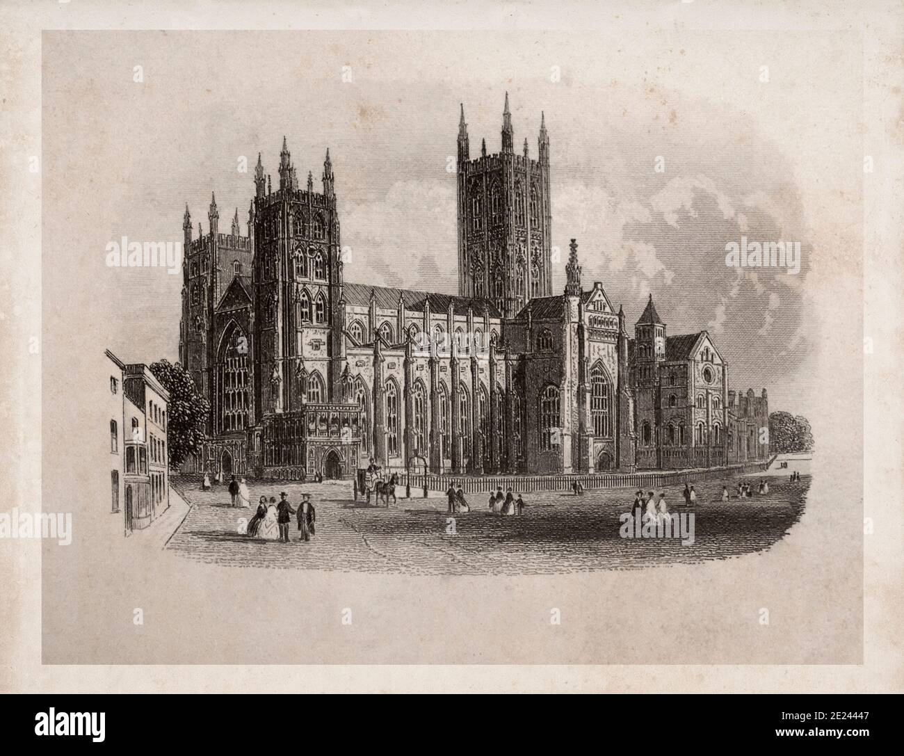 Engraving of Canterbury Cathedral. Great Bretain. Canterbury Cathedral ...