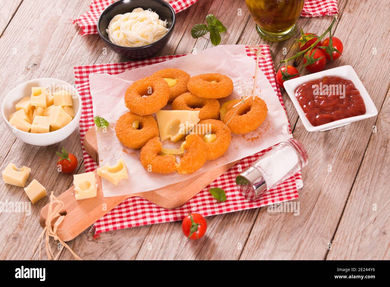 Fried cheese ring Stock Photo - Alamy