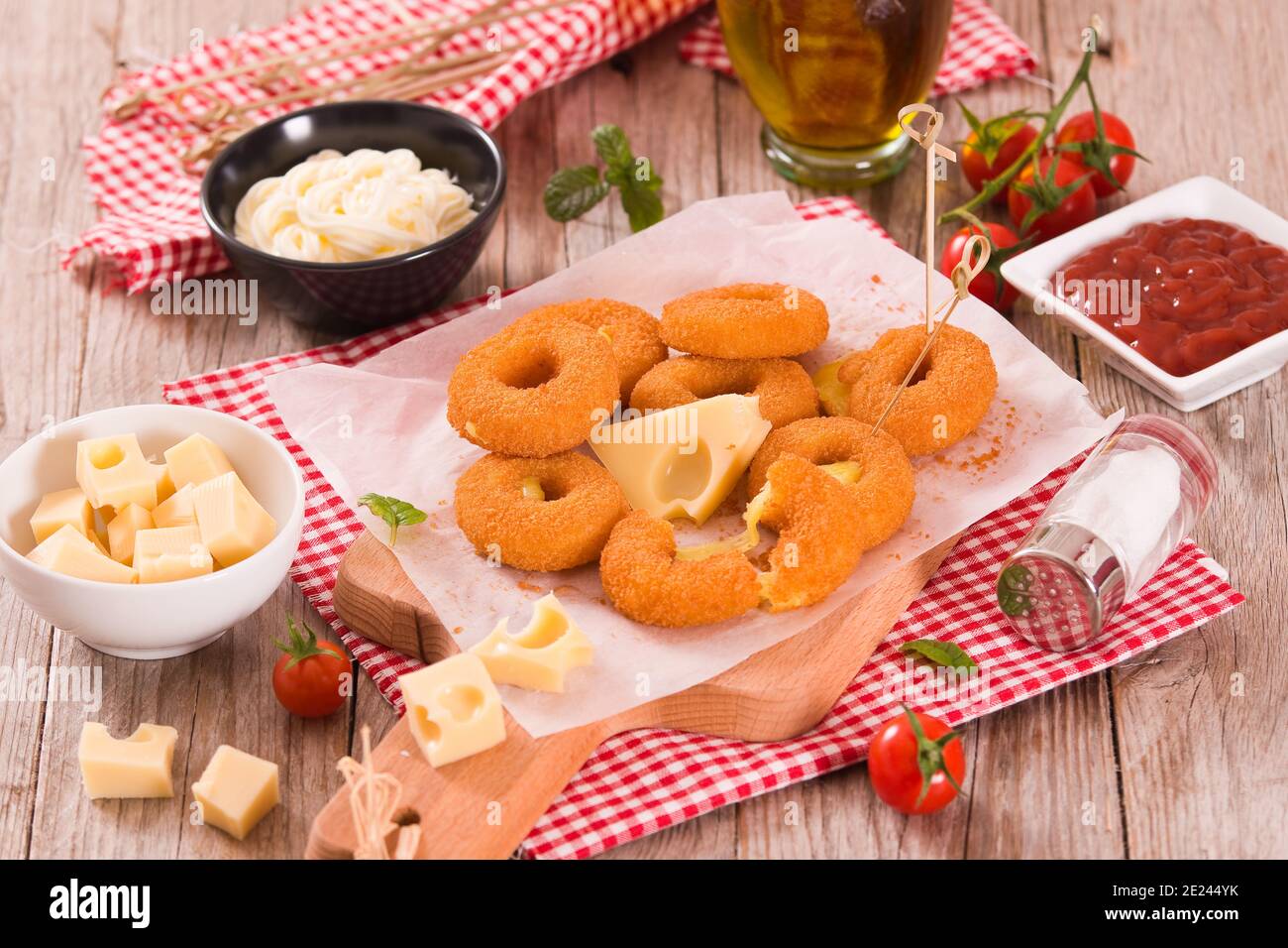 Fried cheese ring Stock Photo - Alamy