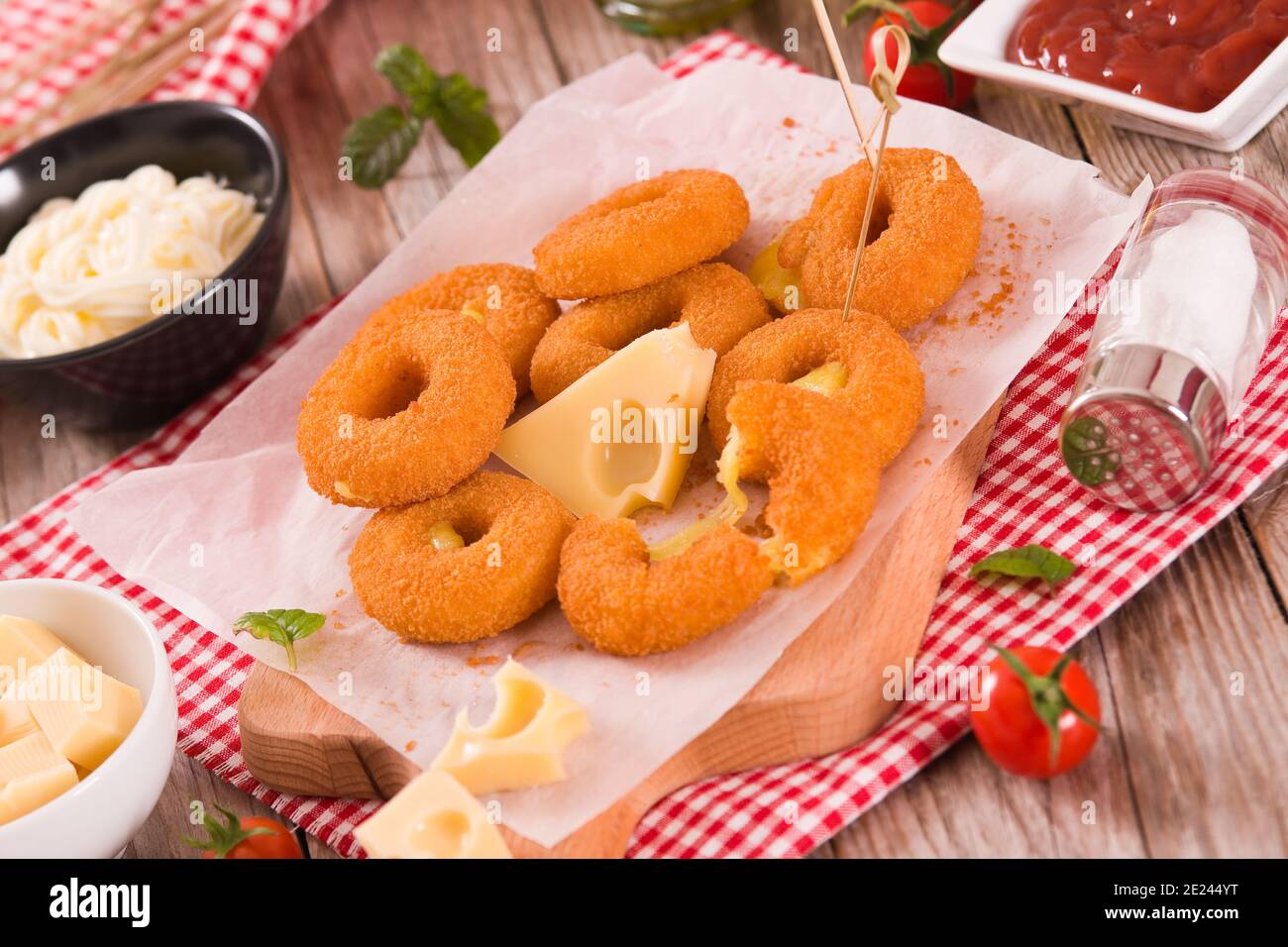 Fried cheese ring Stock Photo - Alamy
