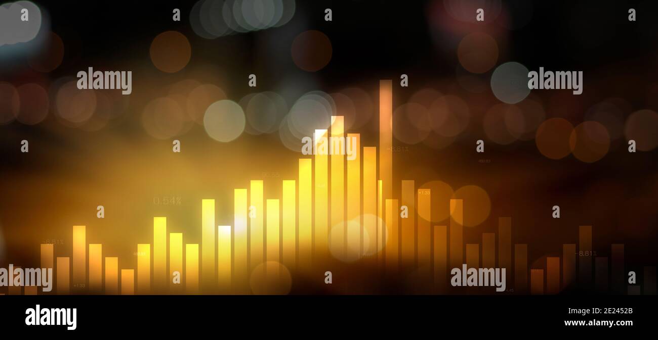 Finance investment concept. up trend bar graph and bar chart volume ...