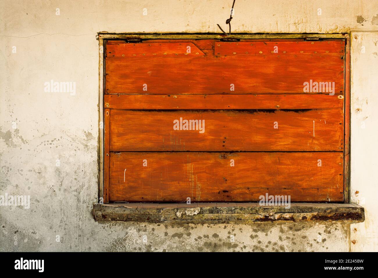 Closeup shot of a small wooden boarded window of an old building Stock ...