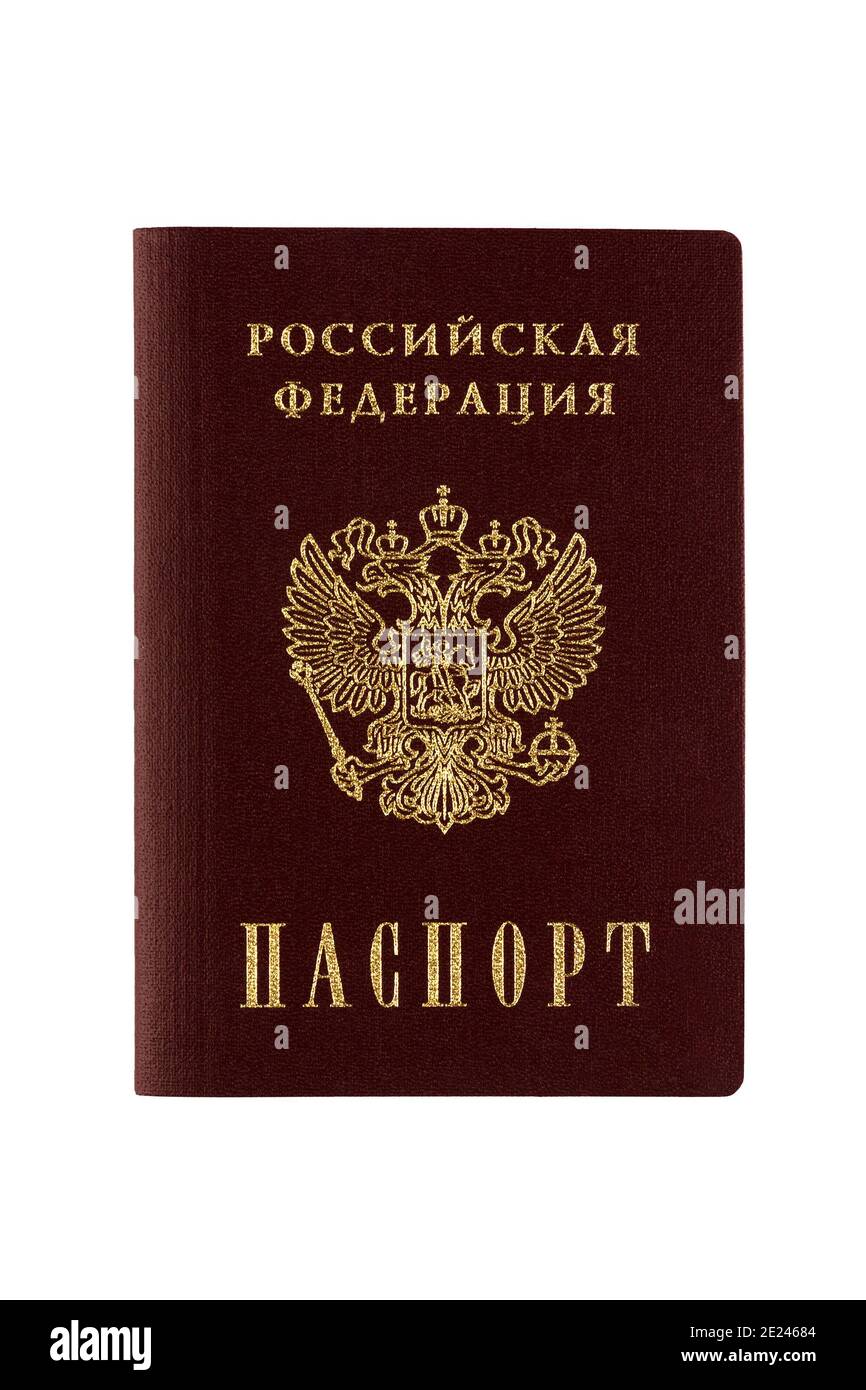russian passport isolated on a white background top view close up Stock ...