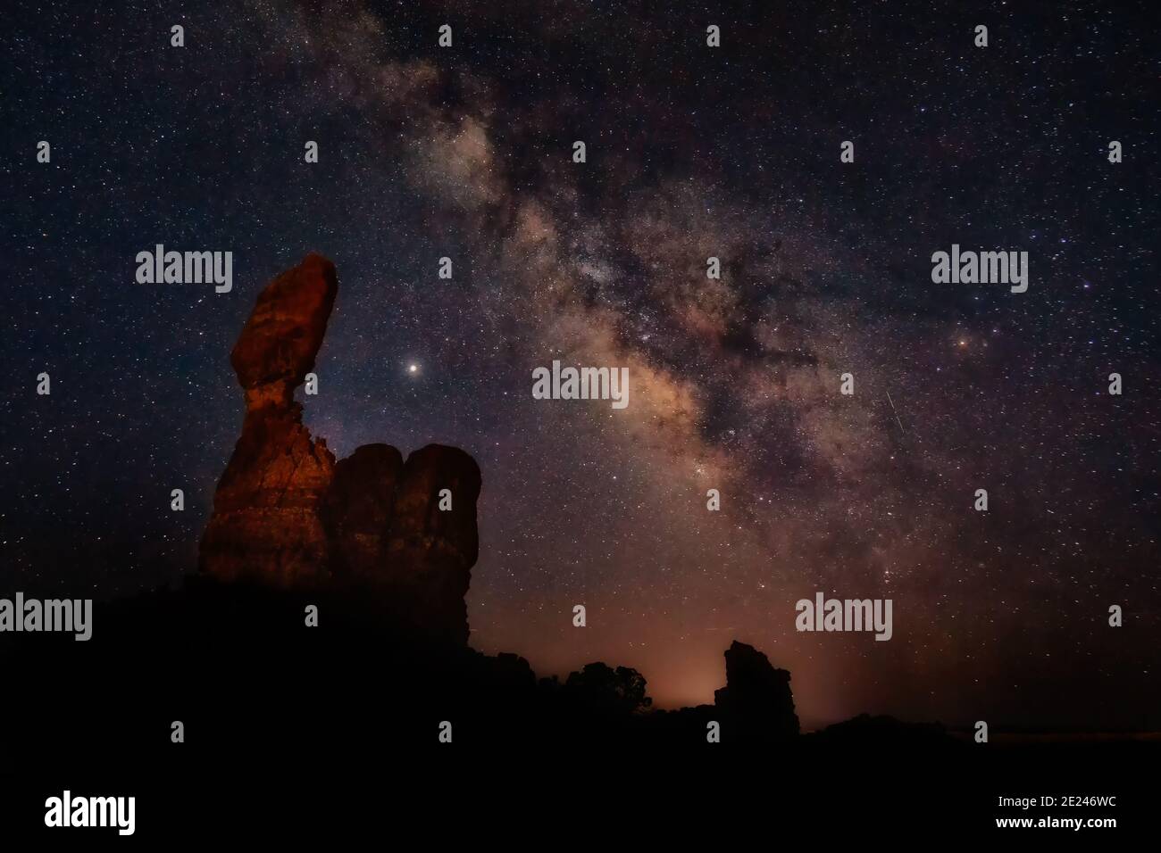Beautiful view of the Milky Way galaxy over Balanced Rock natural ...