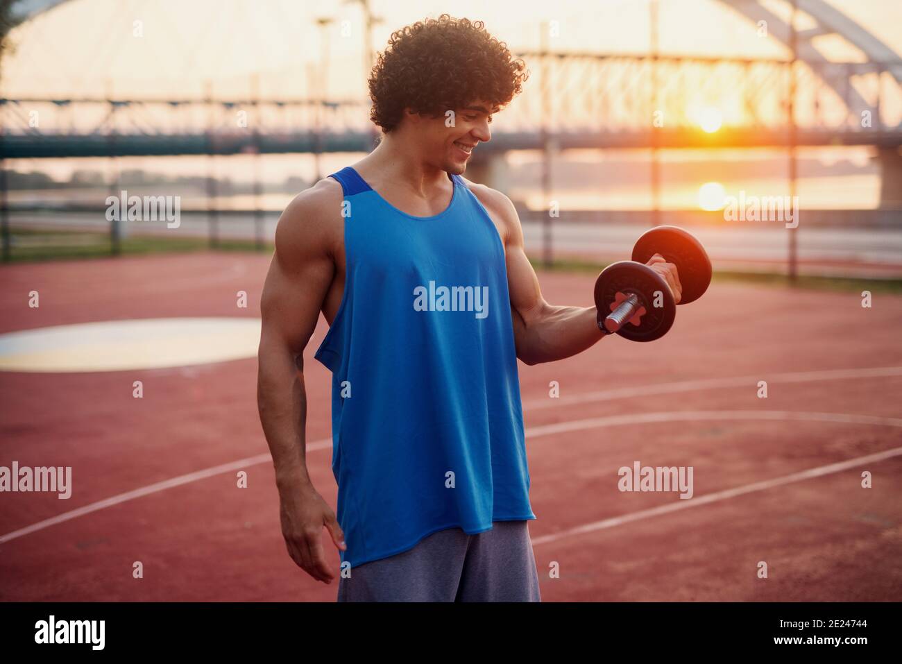 Overhead press dumbbells hi-res stock photography and images - Alamy