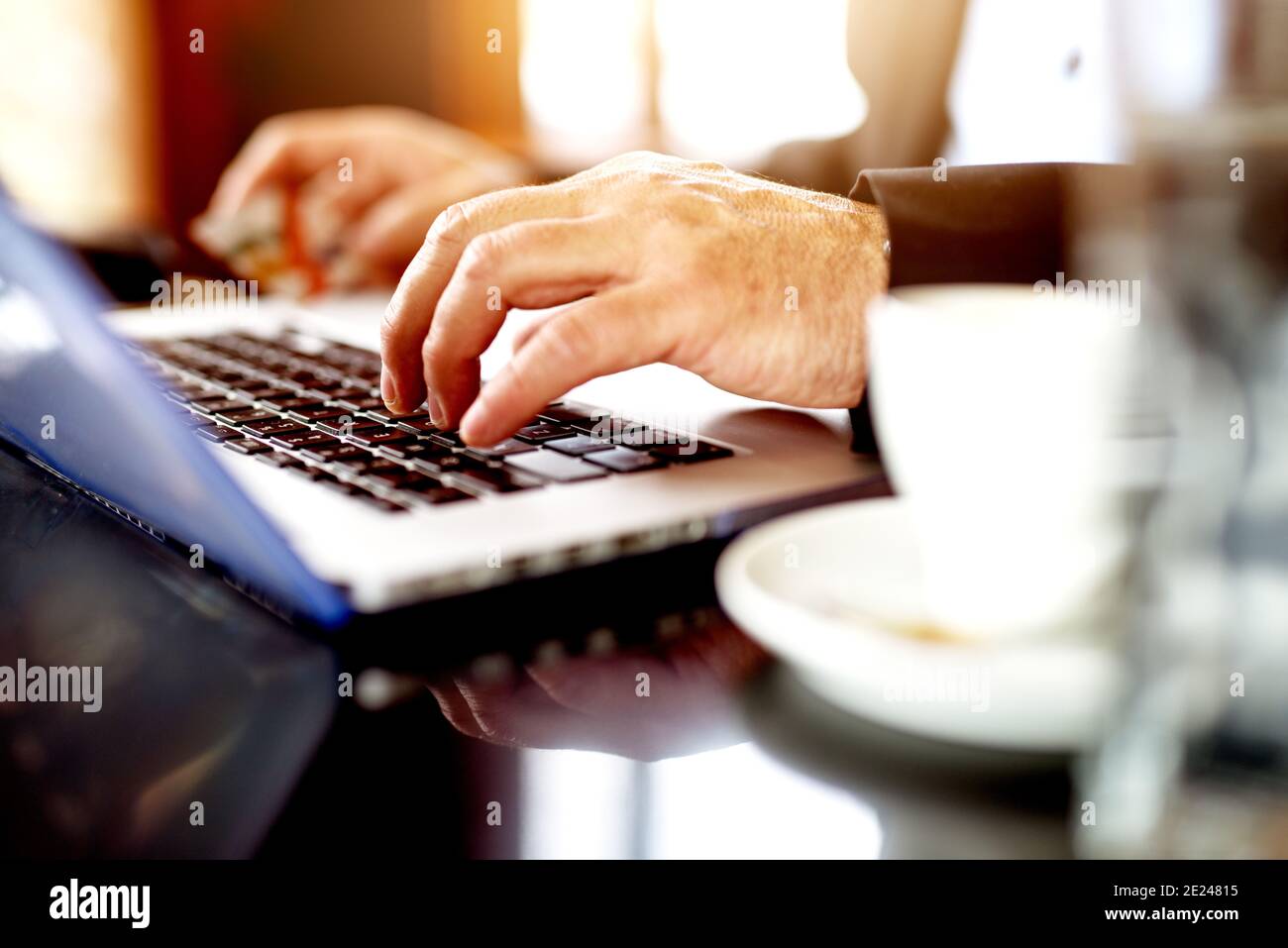 Guy fingers typing laptop keyboard hi-res stock photography and images ...