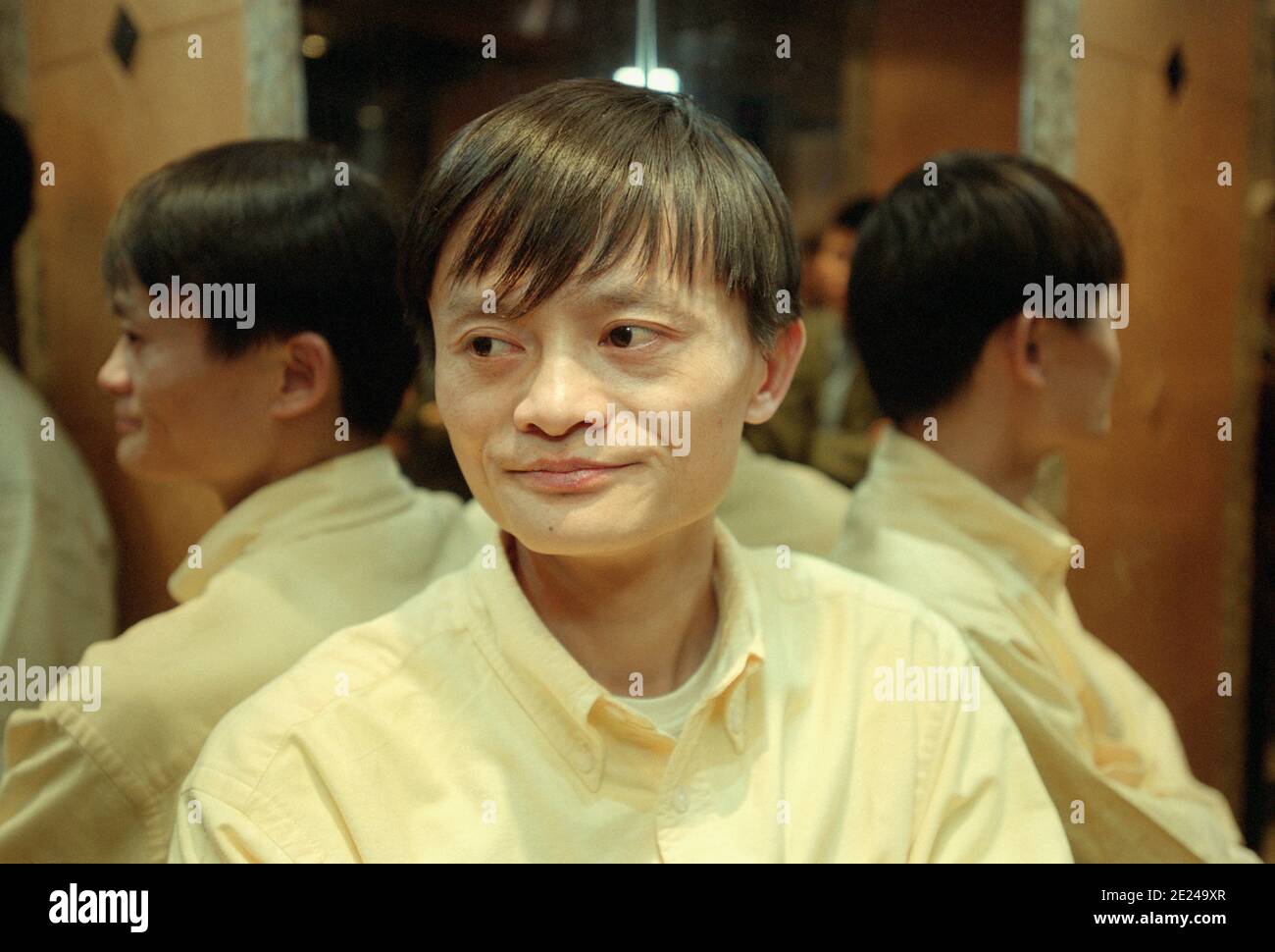 Jack Ma, the co-founder of Alibaba Group, takes the elevator when ...