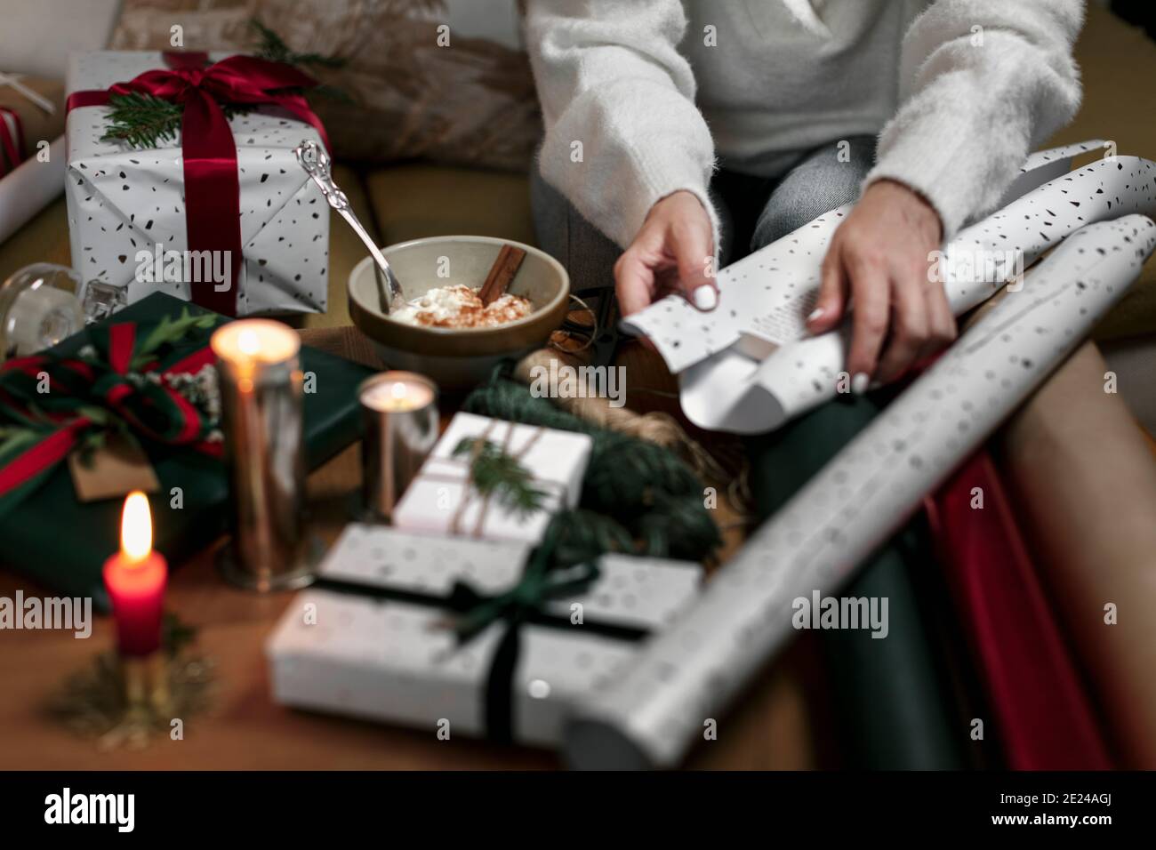 Person wrapping present hi-res stock photography and images - Alamy