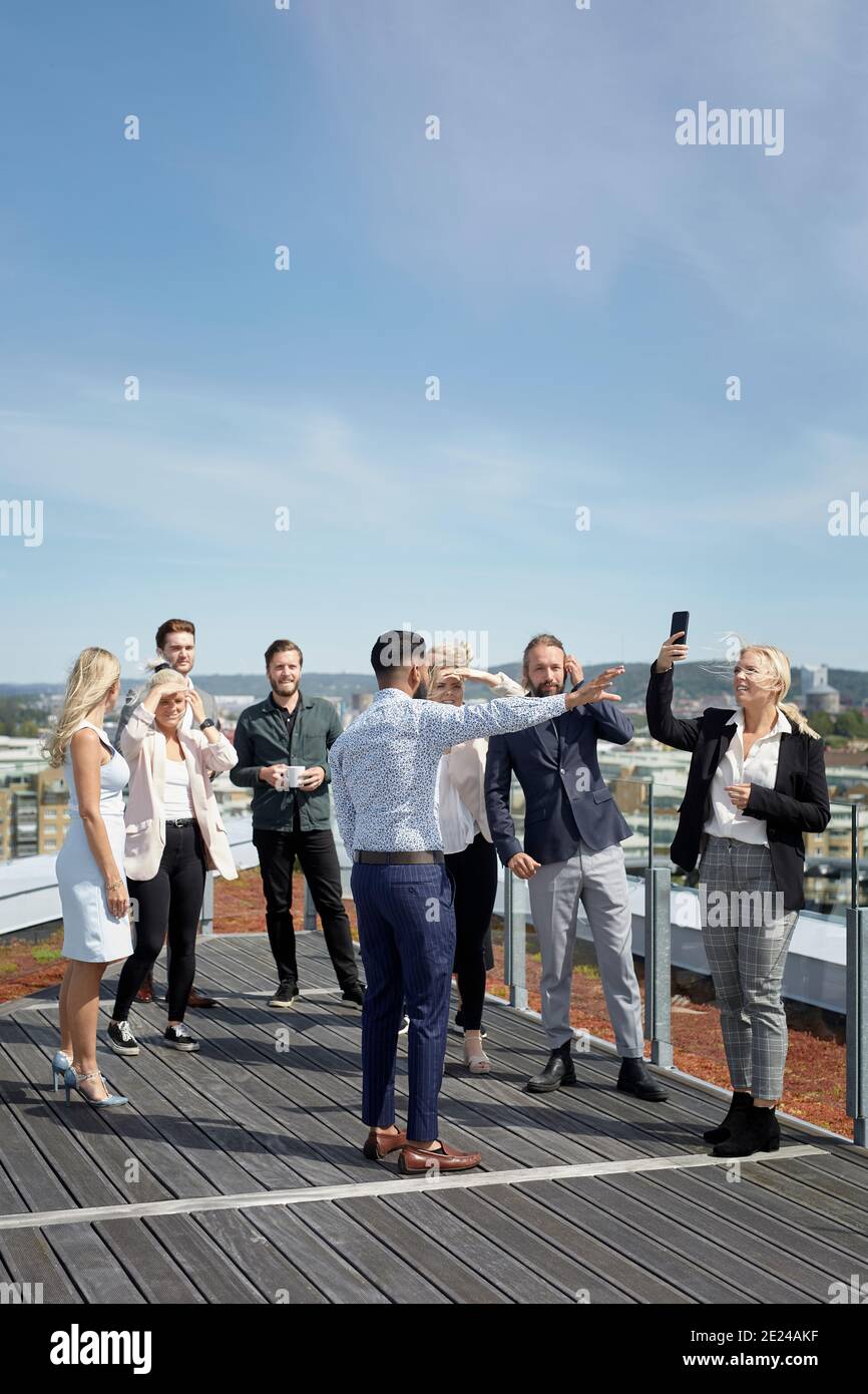 Office terrace standing hi-res stock photography and images - Alamy