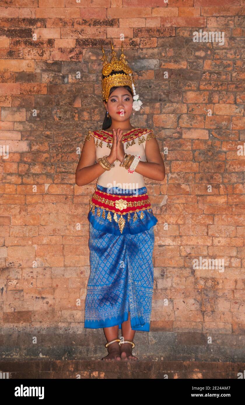 Cambodia: Traditional apsara (celestial nymph) dancer during a special ...