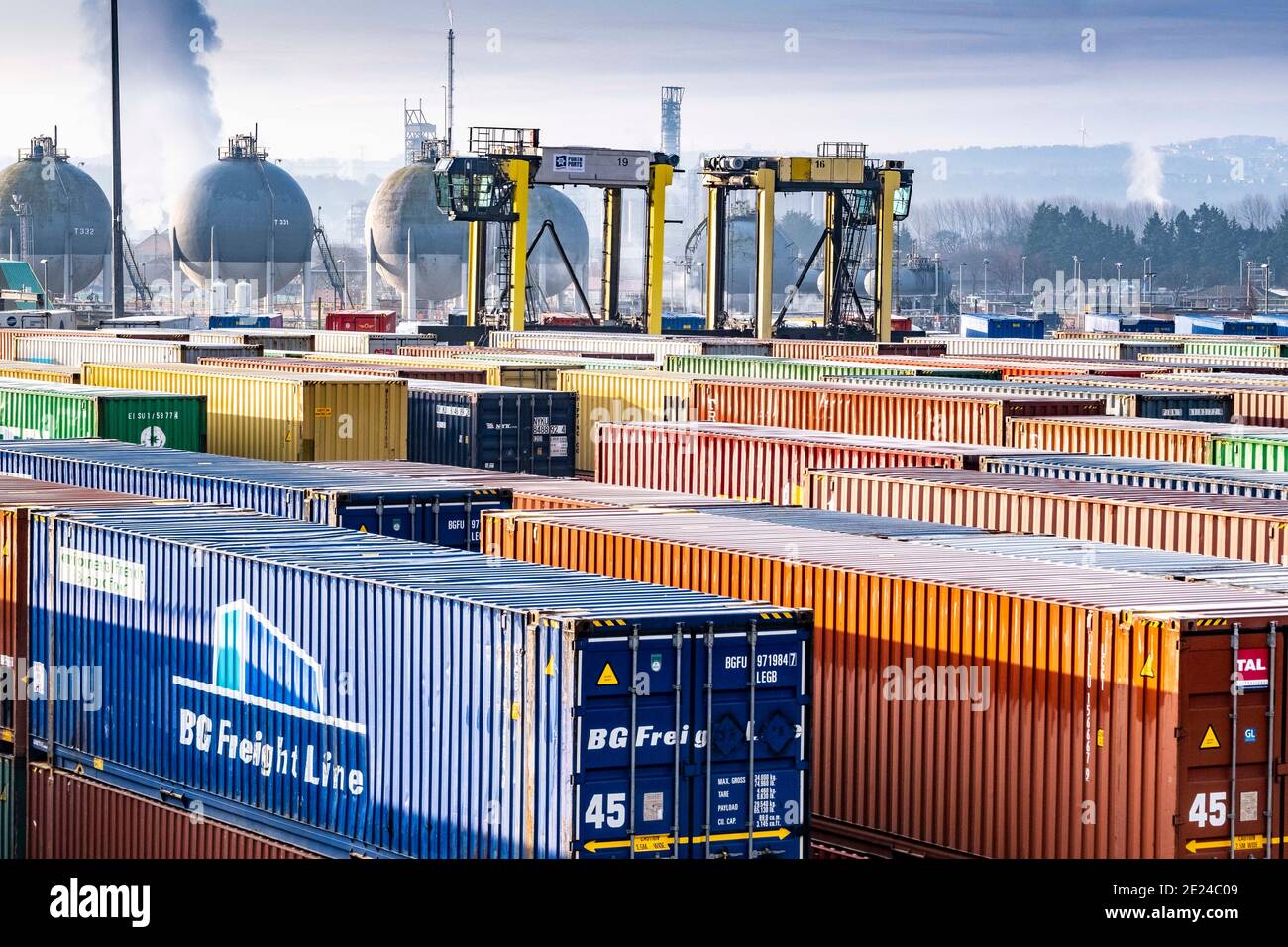 Shipping Containers in port Stock Photo - Alamy