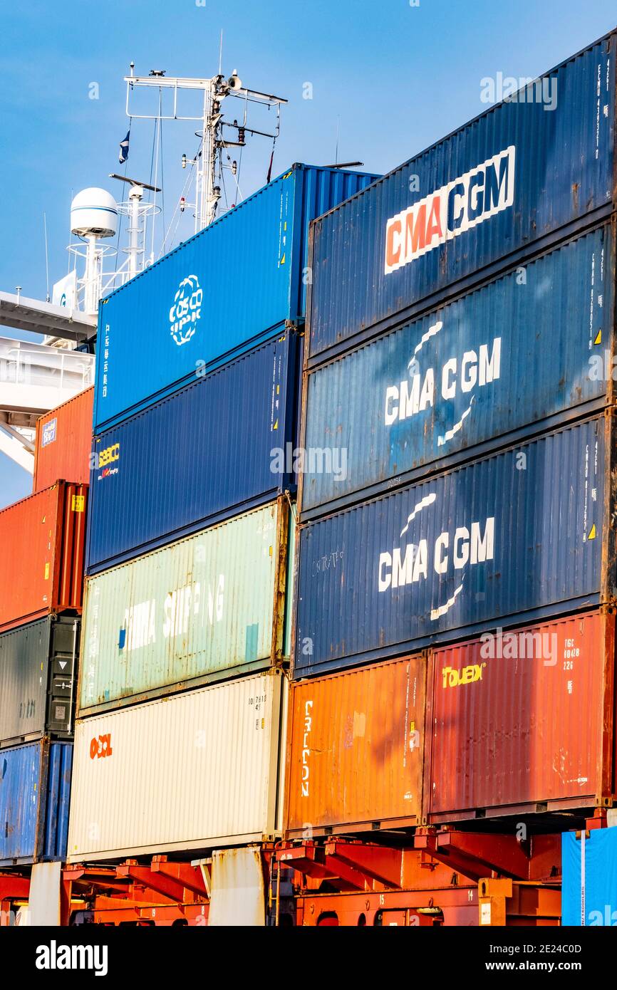 Shipping Containers in port Stock Photo - Alamy