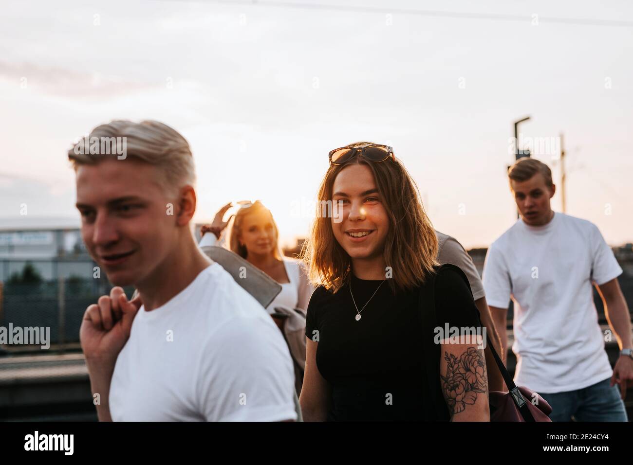 Smiling friends together Stock Photo - Alamy