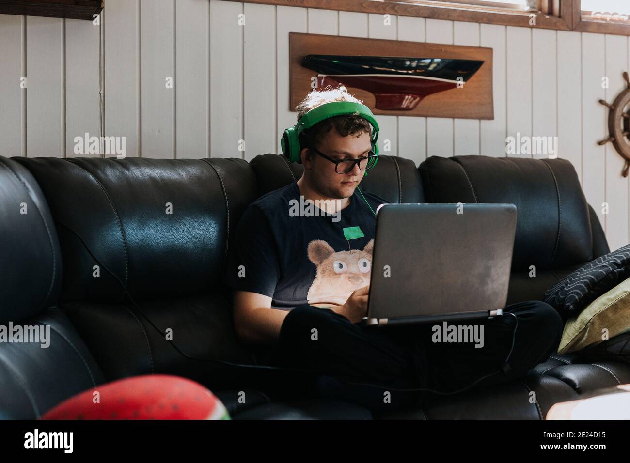 Rural boy working on computer hi-res stock photography and images - Alamy