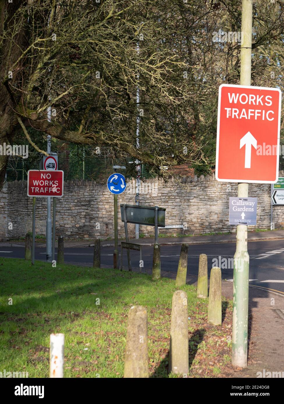 A miscellany of road signs at a junction with the A350 at Chalford ...