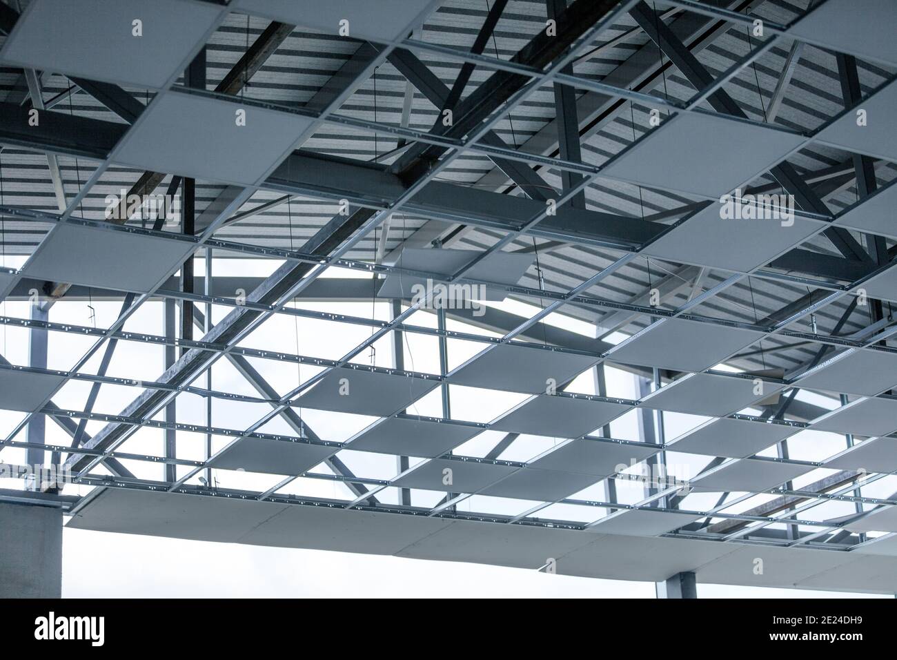 Horizontal shot of construction of the suspended ceiling Stock Photo ...