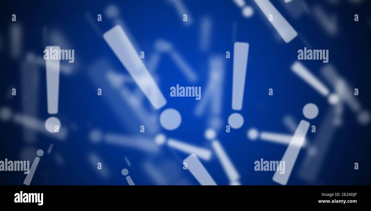 Flying exclamation marks over blue background Stock Photo - Alamy