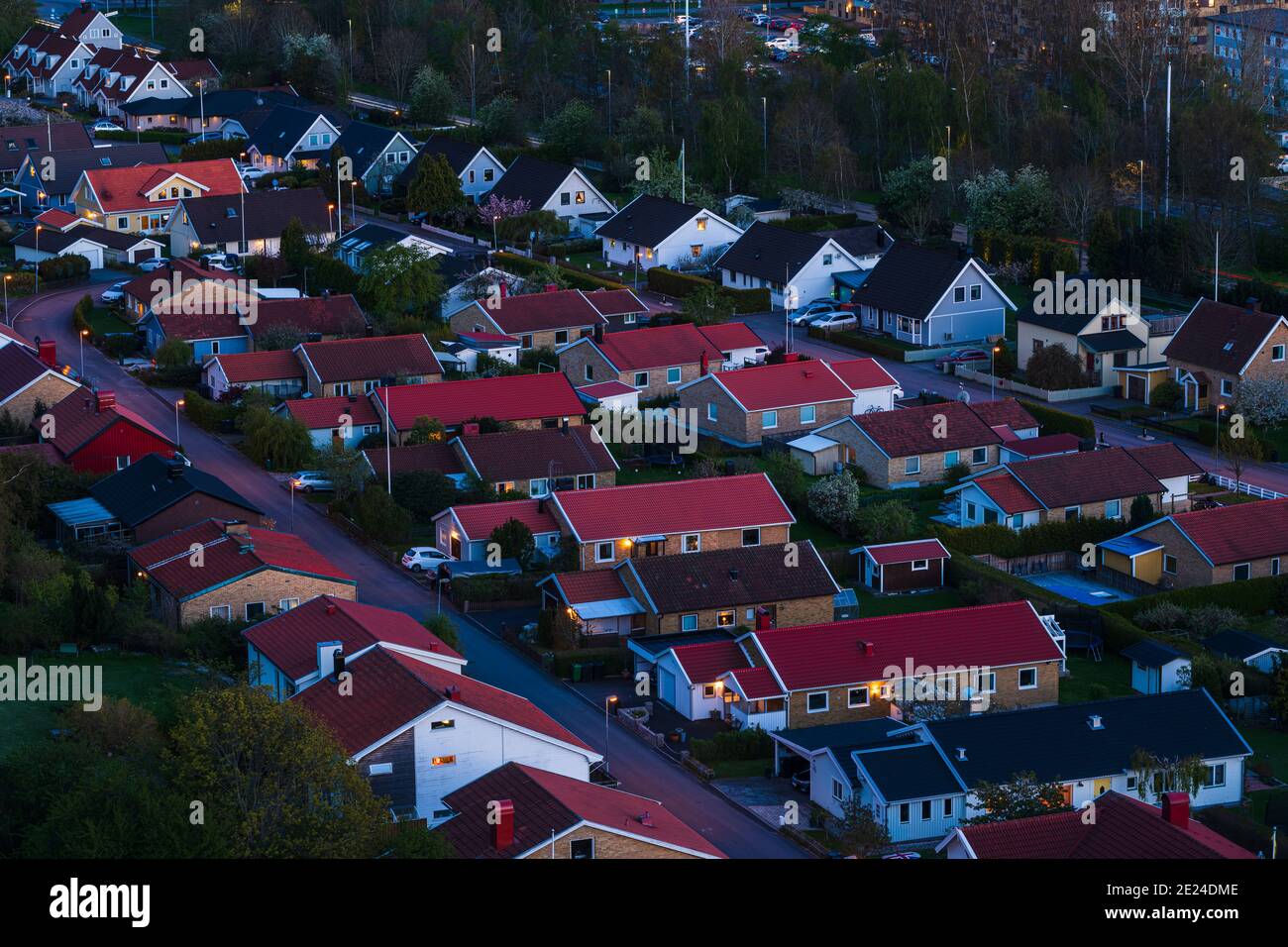 Aerial shot of housing area Stock Photo - Alamy