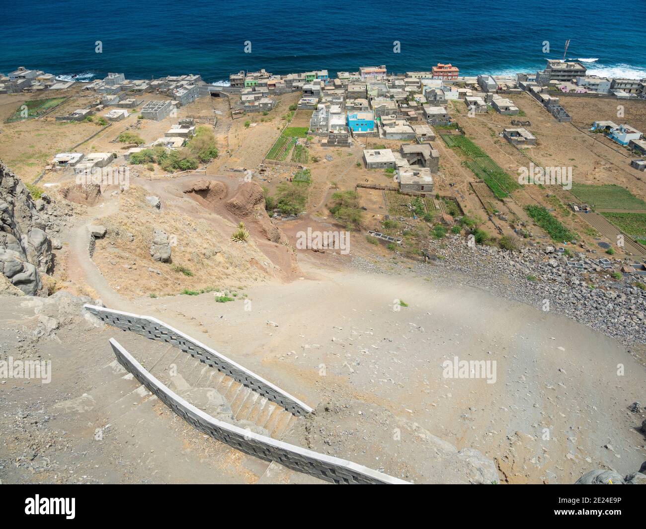 Town Mosteiros in the north of the island Fogo Island (Ilha do Fogo ...