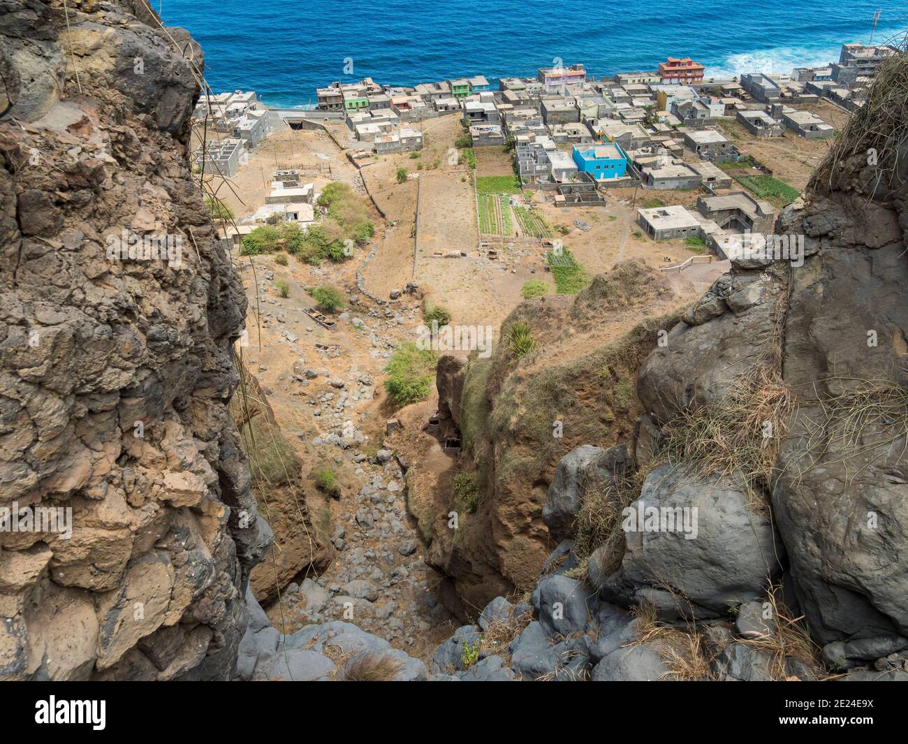 Town Mosteiros in the north of the island Fogo Island (Ilha do Fogo ...