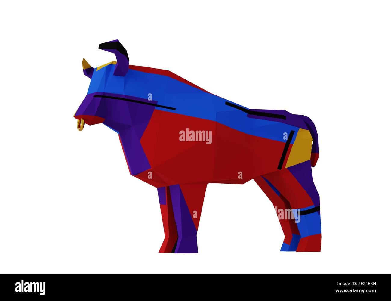 Figurine of polygonal Geometric Multicolored Bull, a symbol of the new ...
