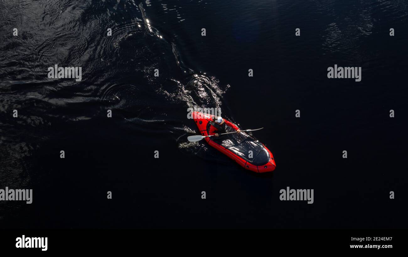 Aerial view of person kayaking Stock Photo - Alamy