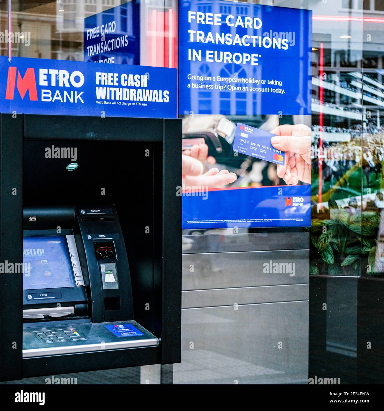 London UK, Metro Bank ATM Automated Cash Point Machine With No People ...