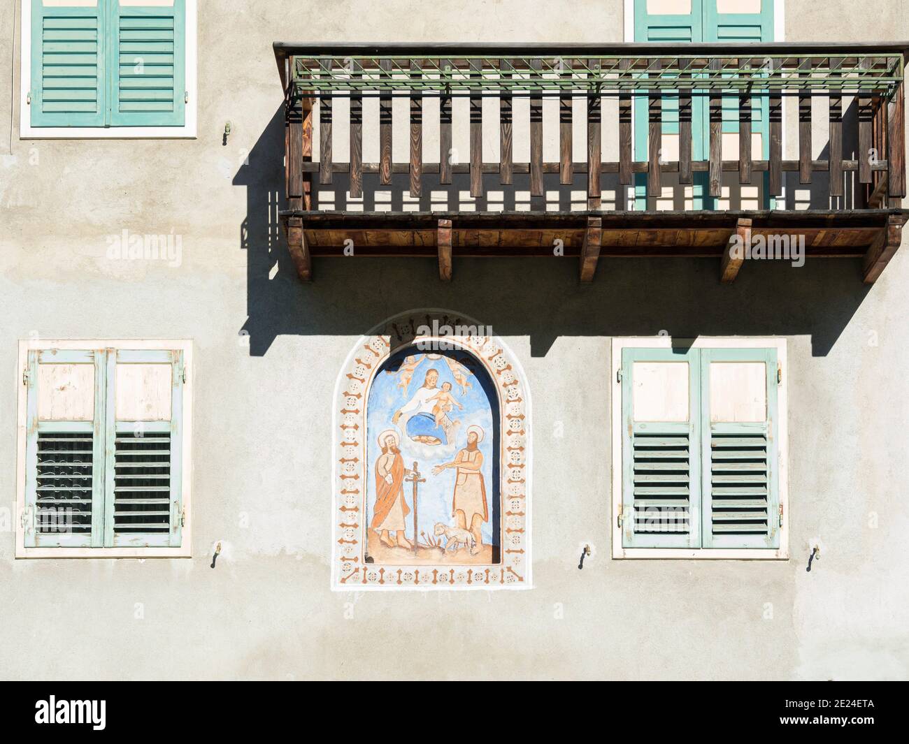 Traditional alpine architecture in Falcade in Val Biois. Europe ...